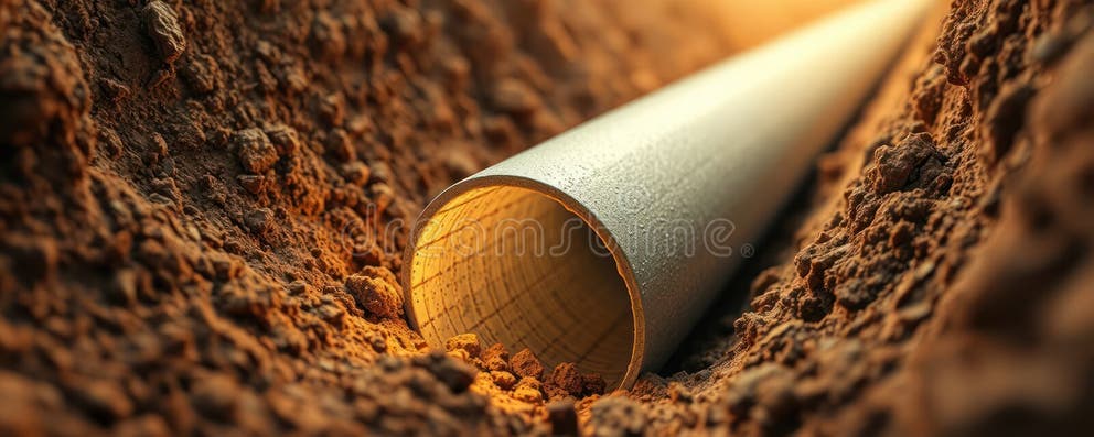 Underground Pipe Liner Curing Process Closeup. Resin-coated Pipe ...