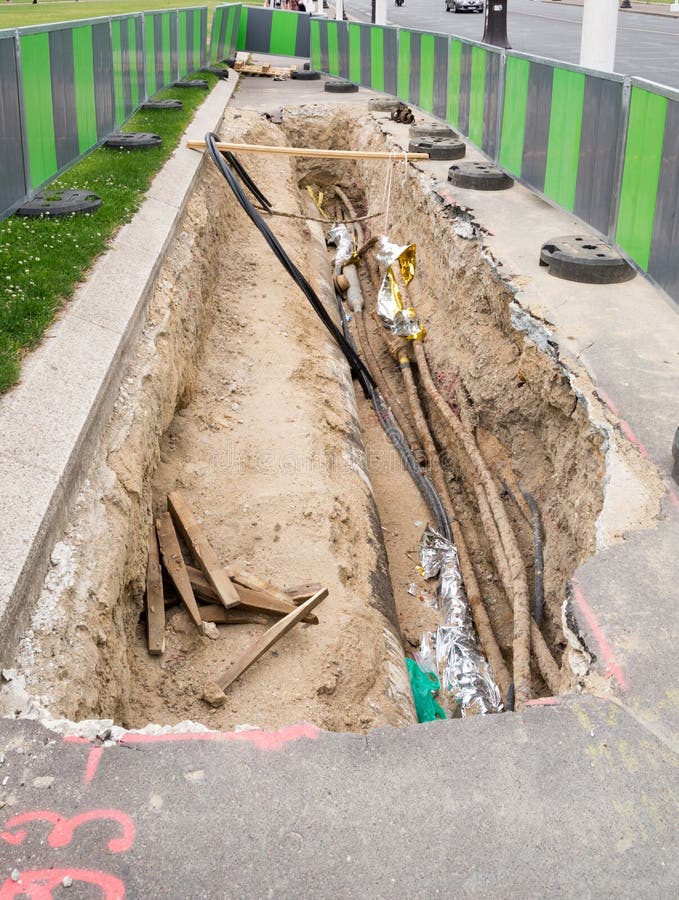 Pipe repair in footpath stock image. Image of industrial - 75732931