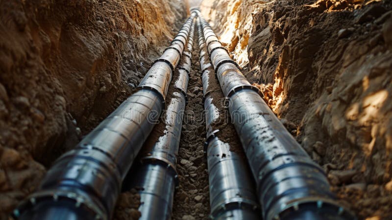 Underground Pipeline Installation. AI Generated Stock Image - Image of ...