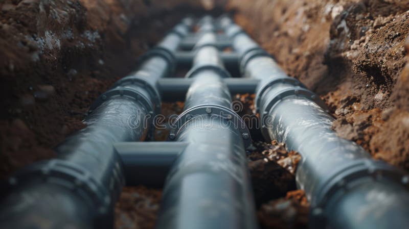 Underground Pipeline Installation Process. AI Generated Stock Photo ...
