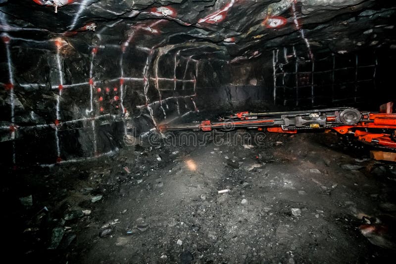 Underground Platinum Mining Drilling Holes Stock Photo - Image of ...