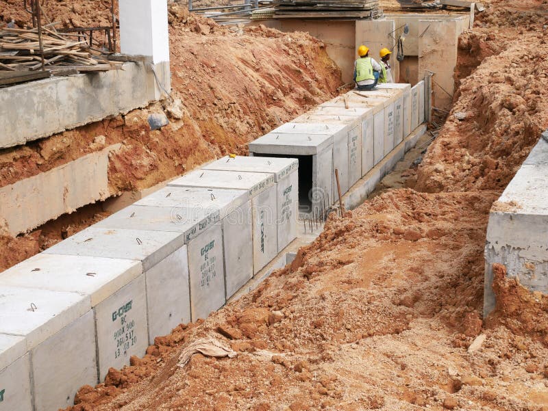 Underground Precast Concrete Box Culvert Drain Under Construction at ...