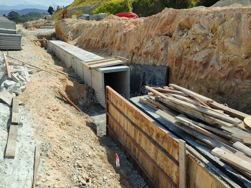 Underground Precast Concrete Box Culvert Drain Under Construction at ...