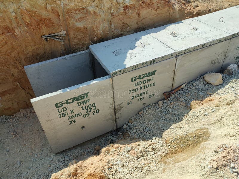 Underground Precast Concrete Box Culvert Drain Under Construction at ...