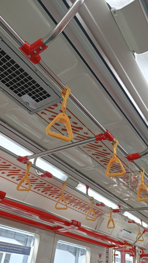 Underground Railway System Metro, Handle on the Ceiling of Bus or Train ...