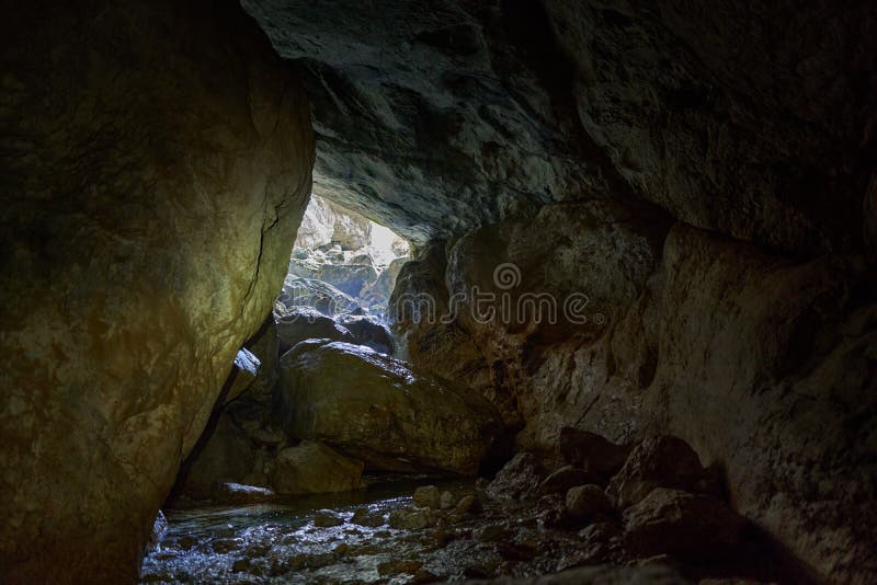 Underground River in a Cave Stock Image - Image of limestone, nature ...