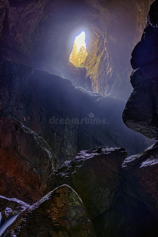 Underground River in a Cave Stock Image - Image of natural, river ...