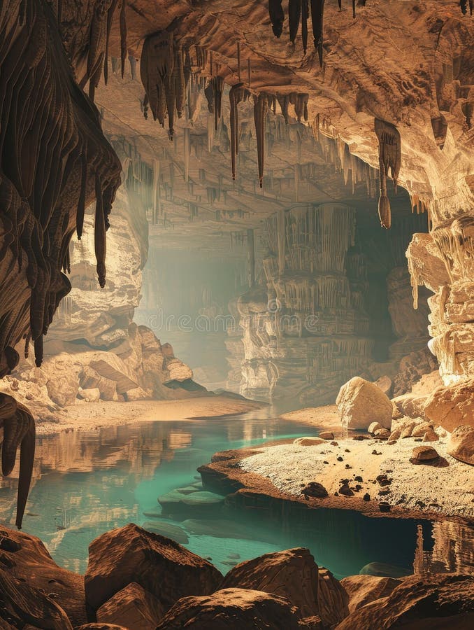 Underground River Cave a View of a River Flowing through an Underground ...