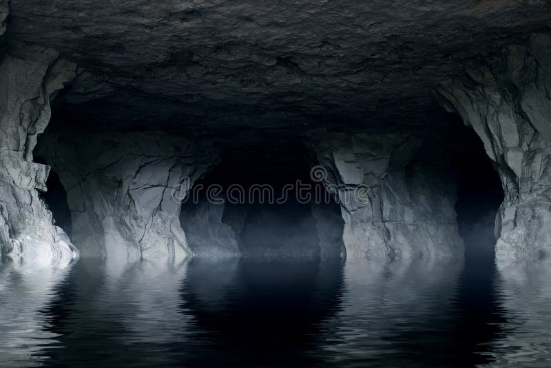 Underground River in a Dark Stone Cave Stock Photo - Image of light ...