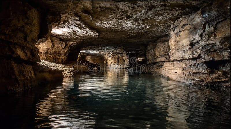 River in cave. stock illustration. Illustration of scenery - 381373268