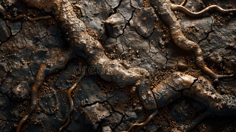 Underground Roots Texture: Close-Up Illustration of Tree Roots in Soil ...