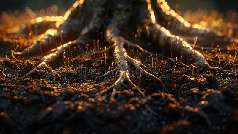 Underground Roots Texture: Close-Up Illustration of Tree Roots in Soil ...