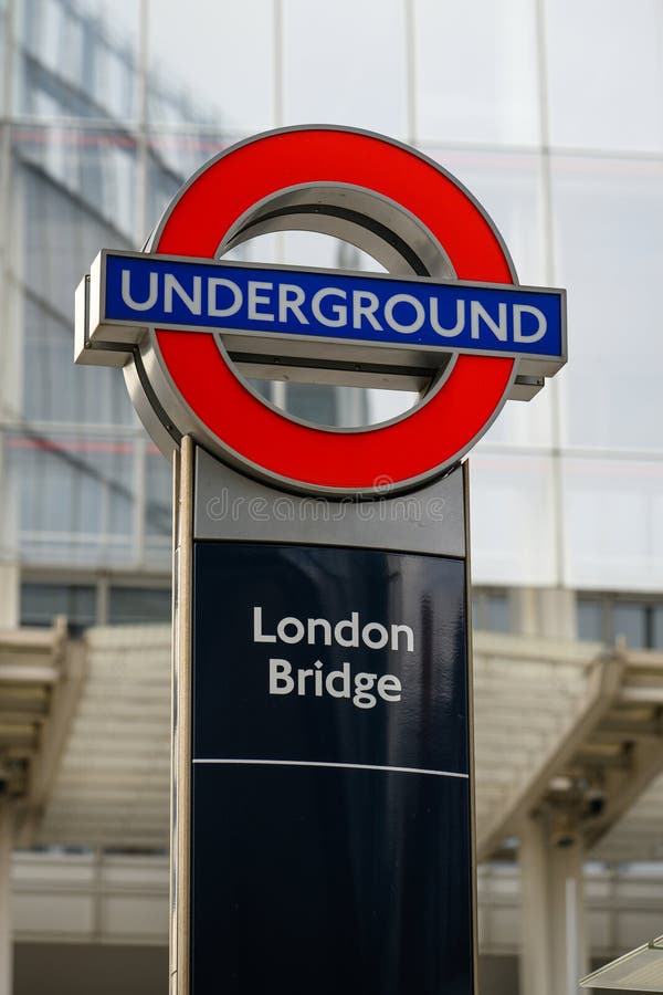 Underground Roundel Sign with London Bridge Text Editorial Photography ...