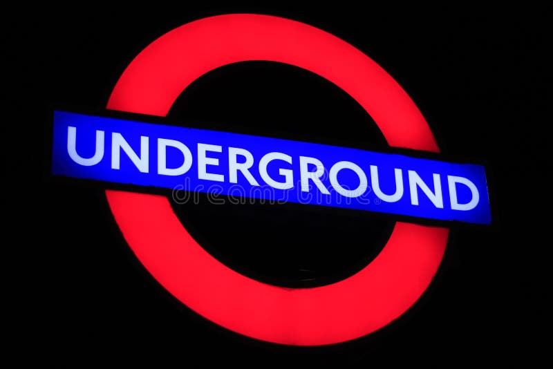 Underground sign at night editorial photo. Image of underground - 68817051