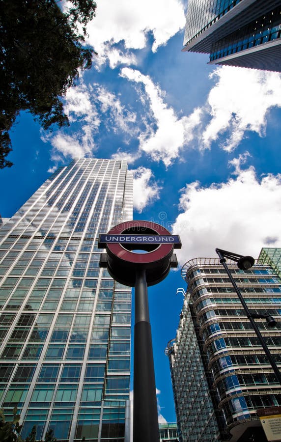 Underground Sign and Skyscrapers, Canary Wharf Editorial Image - Image ...