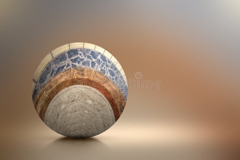 Section of the Earth, Layers and Core. Cutaway and Horizontal Section ...