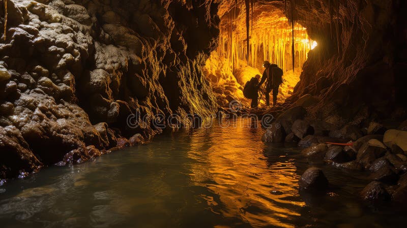 Underground Solution Cave Landscape Stock Illustration - Illustration ...