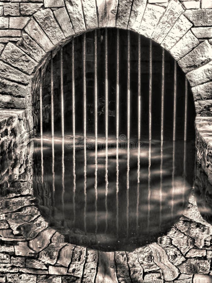 Underground Stone Arch Water Tunnel and Reflection Stock Photo - Image ...