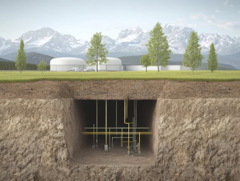 Underground Structure Cross Section Illustration with Mountain ...