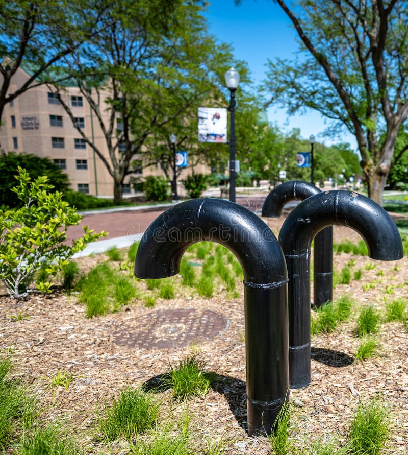 Underground Structure Manhole Ventilation Pipe in the Shape of a Candy Cane. Stock Image - Image ...