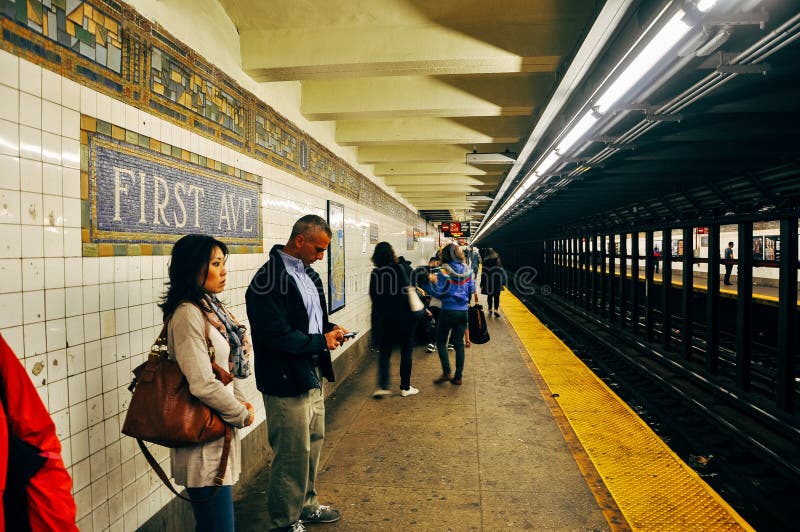 Underground Subway at First Ave. in Manhattan. Editorial Image - Image ...