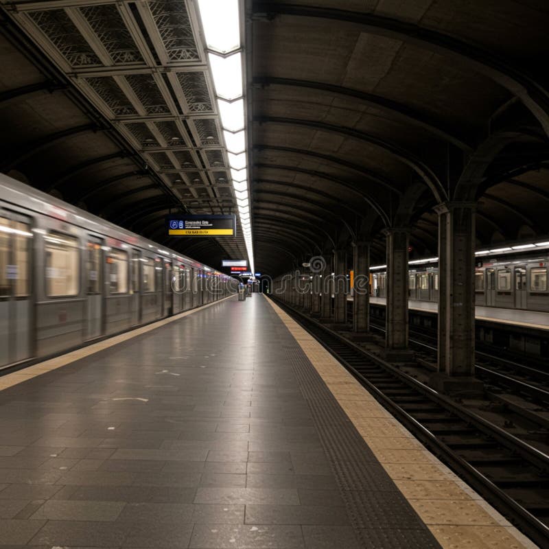 Underground Subway Station with Tiled Floors and Arched Ceilings. Stock ...