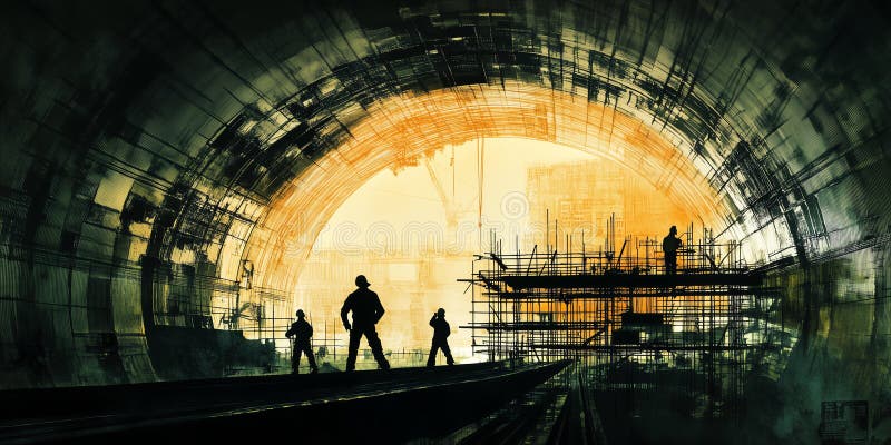Underground Subway Station Under Construction, Showcasing Engineering ...
