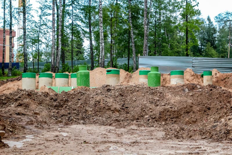 Underground Tanks at the Construction Site Stock Image - Image of drain ...