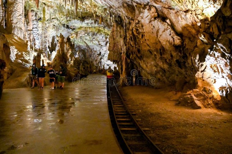 Underground Tourist Train in Postojna Cave, Slovenia. it is the Second ...