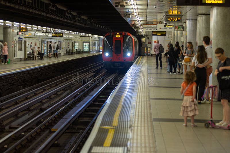 Underground Train Approaching the Station in London Editorial ...