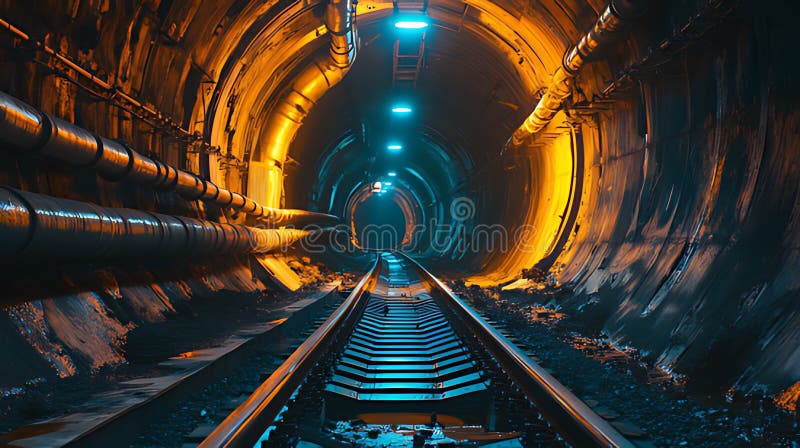 Underground Train To the Tunnel on the Subway Platform, Motion Blur ...