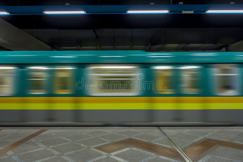 Underground Tube Station with Moving Train Stock Photo - Image of move ...
