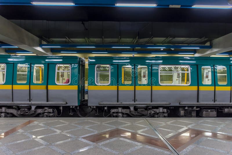 Underground Tube Station with Train Stock Image - Image of speed, rail ...