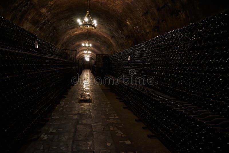 Underground Tunnel for Aging Wine Stock Image - Image of delay, shelf ...