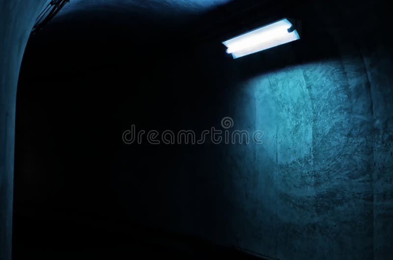 Underground Tunnel Background with Blue Light for Sci-Fi or Thriller ...