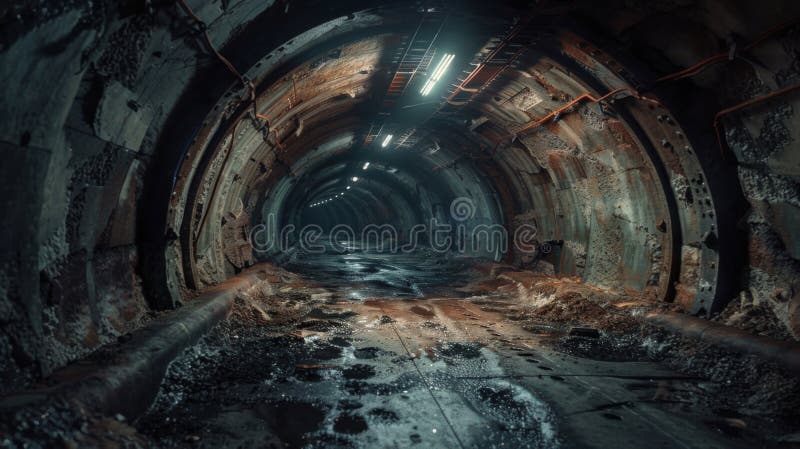 Underground Tunnel Construction. Subterranean Background Stock Image ...