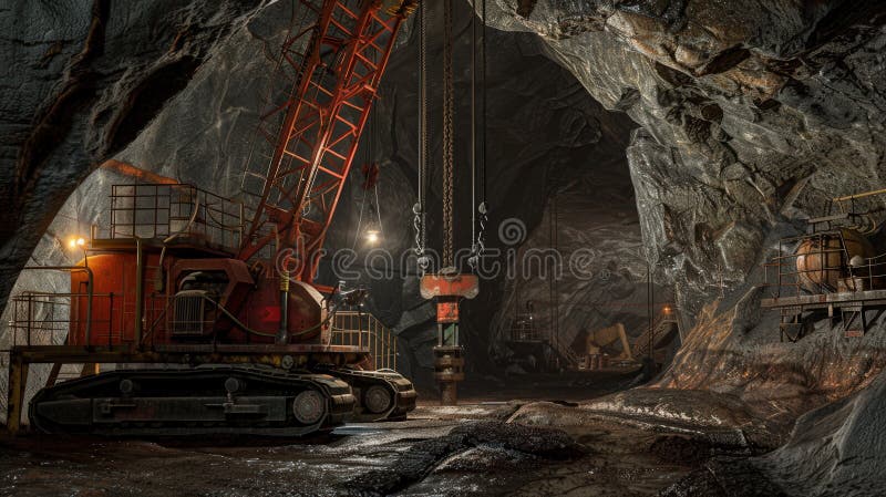 Underground Tunnel Construction. Subterranean Background Stock Image ...