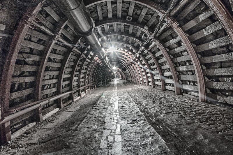 Underground Tunnel in the Mine Stock Photo - Image of copy, geology ...