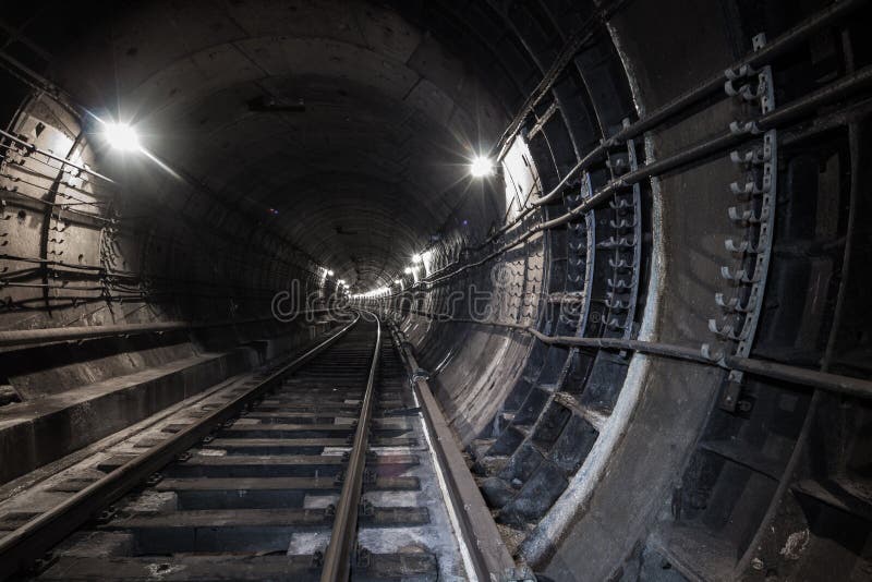Underground Tunnel. Rail Way Stock Photo - Image of light, technology ...