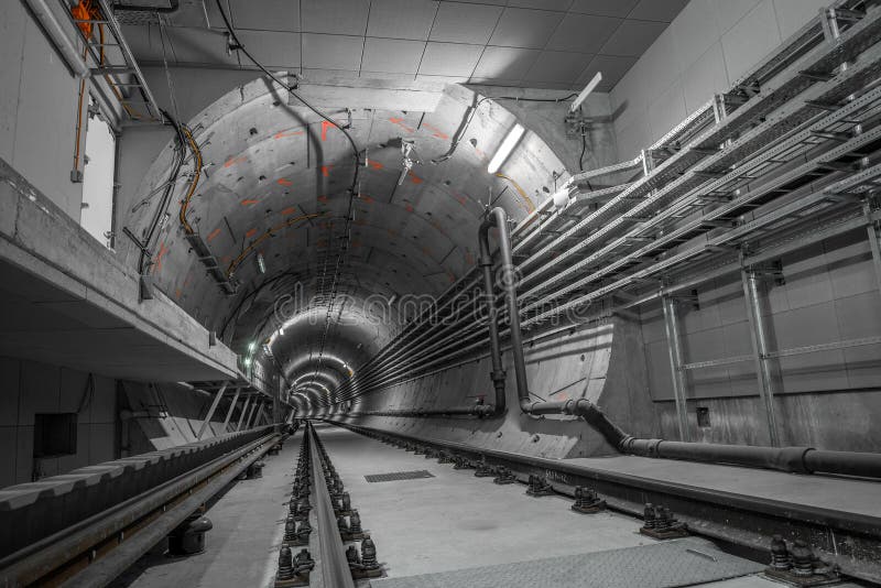 Underground Tunnel for the Subway Stock Photo - Image of rail, terminal ...