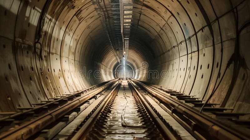 Underground Tunnel View a View Down a Long Tunnel Stock Illustration ...