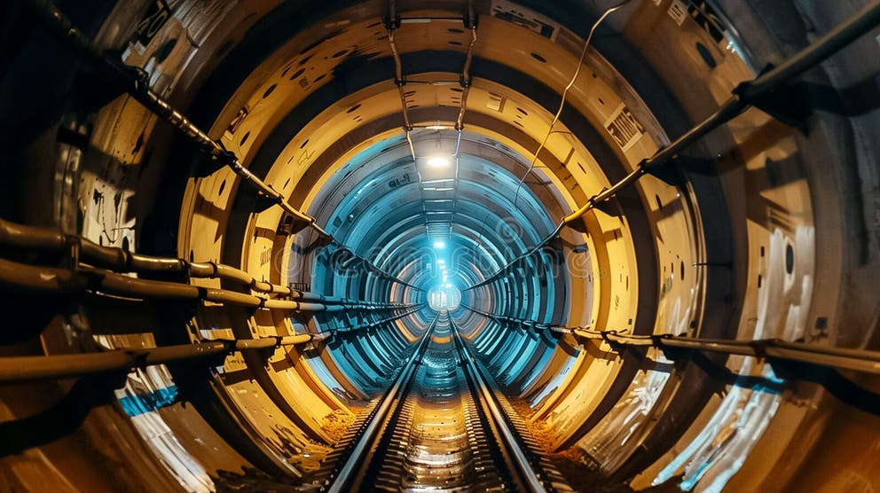 Underground Tunnel View a View Down a Long Tunnel Stock Illustration ...