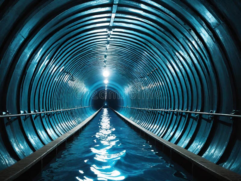 Underground Tunnel with a Water Stock Illustration - Illustration of ...
