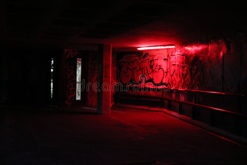 Underground Urban and Dark Room with a Red Light Editorial Image ...