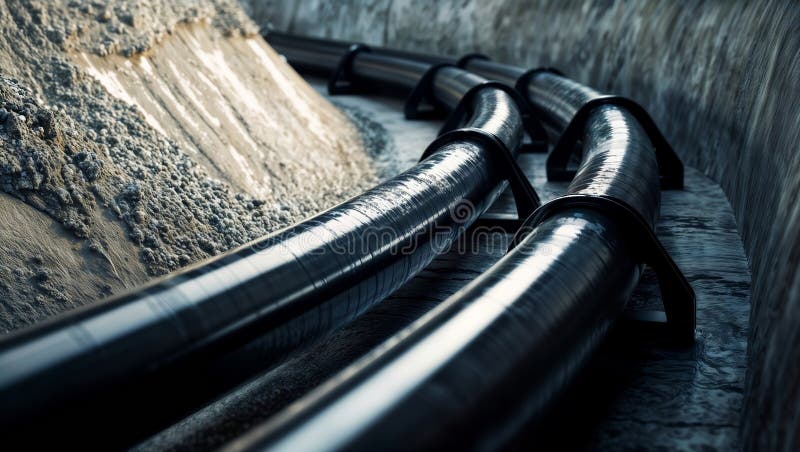 Underground Utilities: Large Pipes in Modern Concrete Tunnel ...