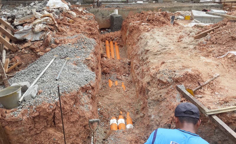 Underground Utilities Trenches. Editorial Image - Image of pipes ...