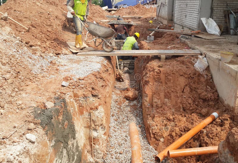 Underground Utilities Trenches. Editorial Stock Image - Image of ...