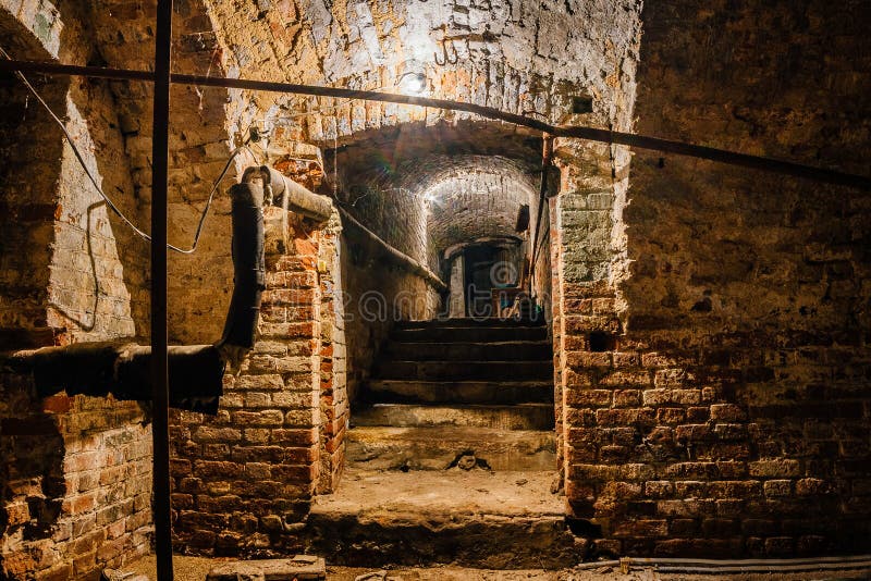 Scary Underground, Old Castle Cellar Stock Photo - Image of interior ...