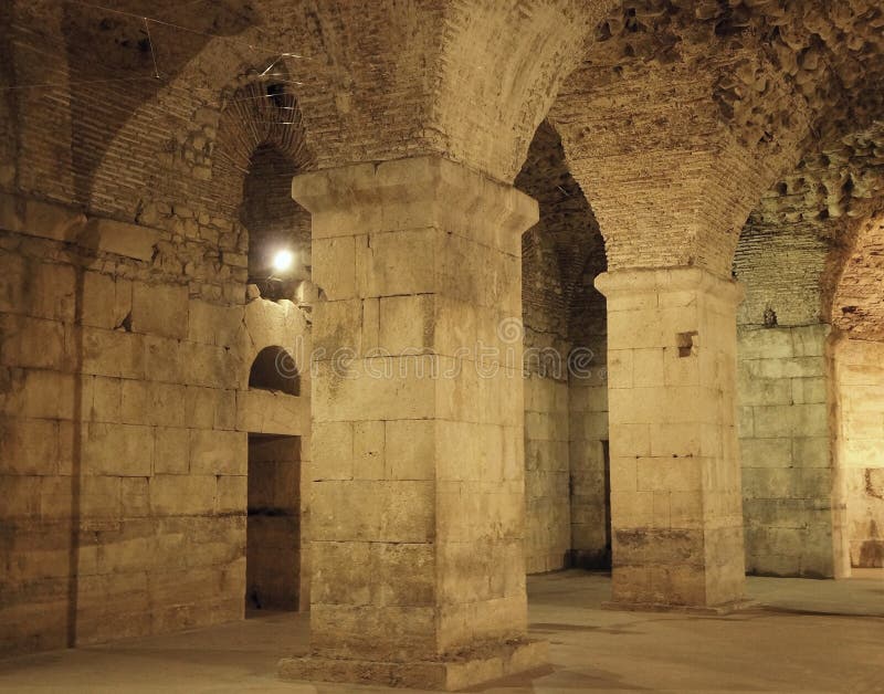 Underground Walls of Diocletian Palace in Split Stock Photo - Image of ...