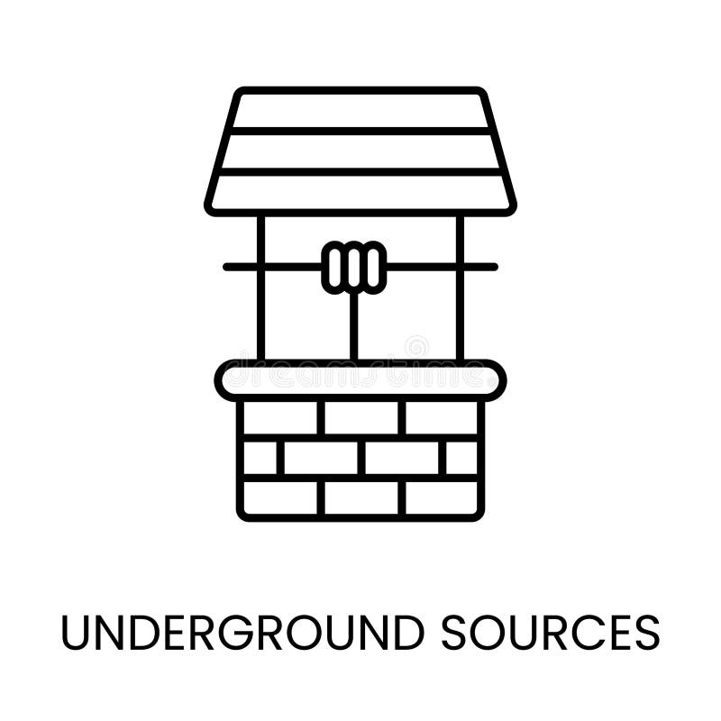 Underground Water Sources Line Vector Icon for Water Packaging with ...